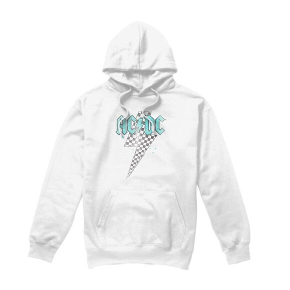 AC/DC | Sweaters | Acdc Mens Skewed Checkerboard Bolt Hoodie White ...